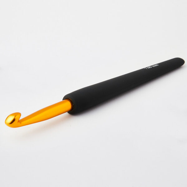 KNIT PRO Gold Aluminium Hook with black soft feel handle – Single Ended ...